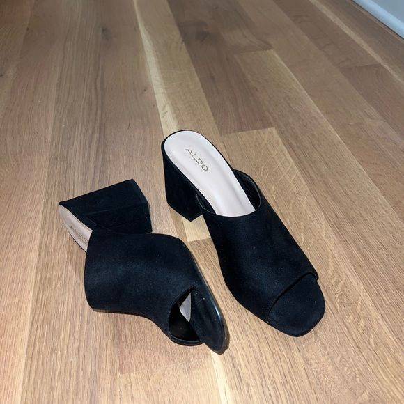 Aldo | Shoes | Aldo Black Suede Block Heel | Poshmark